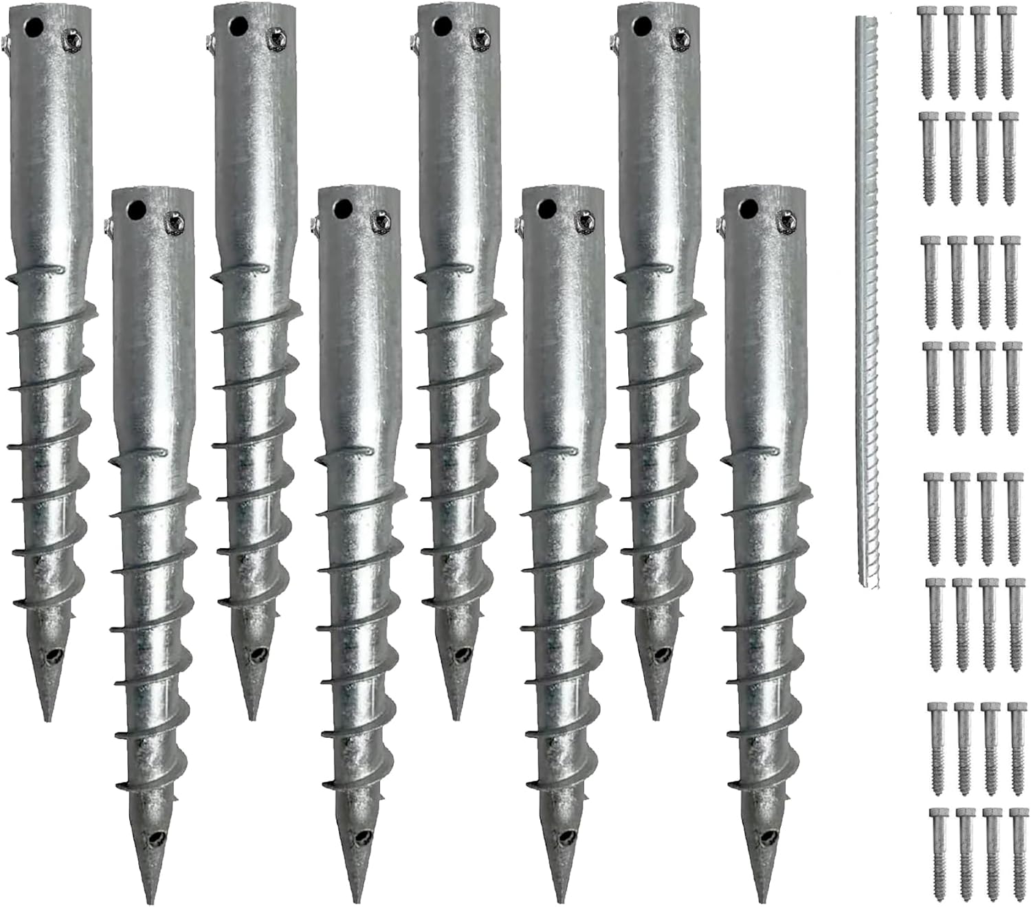 Ashman Ground Screw Round Posts (8 Pack), Outdoor No Dig Ground Screw ...